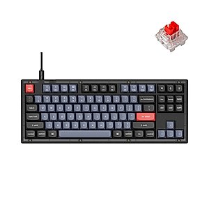 Keychron V3 Wired Custom Mechanical Keyboard, TKL Tenkeyless QMK/VIA Programmable Macro with Hot-swappable Keychron K Pro Red Switch Compatible with Mac Windows Linux (Frosted Black-Translucent)