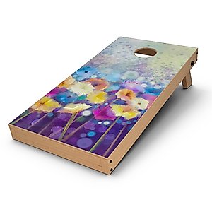 Design Skinz Summer Tropical Skin Set for Cornhole (Skin Only) - Abstract Flower Meadow v2