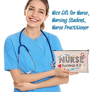 Saintrygo 20 Pieces Nurse Cosmetic Bag Nurse Survival Kit Makeup Bags Canvas Multi Purpose Zipper Pouch Nurse Practitioner Gifts for Women Nurses School Nurse Practitioner Supplies