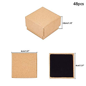 PH PandaHall 48 Pack Ring Box, 1.5x1.5x1.1 Inch Jewelry Gift Boxes Square Cardboard Jewelry Box with Foam Small Earring Packing Box for Selling Valentine Weddings Mother Birthdays Christmas Business