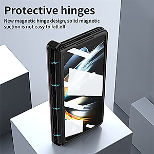 Soyeacrg Case for Samsung Galaxy Z Fold 5, Magnetic Hinge Protection Luxury Genuine Italian Nappa Leather Ultra-Thin Slim Fit Full Protection Case for Samsung Z Fold 5 2023,Yellow