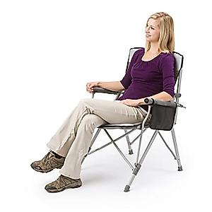 CORE 40021 Equipment Folding Padded Hard Arm Chair with Carry Bag, steel, polyester, Gray