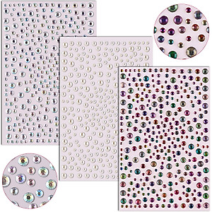 YGQQOY Face Gems,Facial Rhinestones Stickers, Hair Pearls Stickers, Eye Jewels, Festival Jewels Pearls Gems Stickers for Face Eye Makeup Hair Body Sticker on Proms Concert,1050pcs