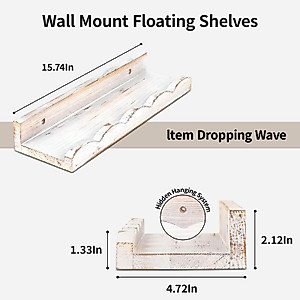 LeeQinersw Floating Nursery Book Shelves - Nursery Shelves for Wall White Hanging Bookshelf for Kids, Scalloped Book Shelf for Kids Rooms, 4 Pack