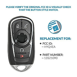 Keyless2Go Replacement for 5 Button Proximity Smart Key Buick Enclave HYQ4EA 13521090