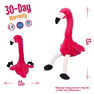 CozyWorld 13’’ Talking Flamingo Toy Repeat What You Said Interactive Cute Plush Toy Flamingo Stuffed Animals Birthday Gifts for Boys and Girls, Red