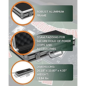 Bullets Poker Set, 2 Plastic Card, Dice, Dealer Button, Manual & Travel Case – with Case for Texas Hold’em, Casino Games, & Prominence – Ideal Poker Set with Chips and Cards, 500 Clay 'Carmela' Chips.