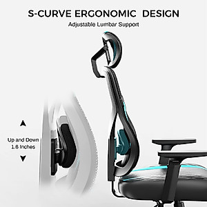 EUREKA ERGONOMIC Gaming Chair,Video Game Chairs PC Mesh Gaming Computer Chair with Adjustable Lumbar Support Headrest Armrest Gamer Desk Chair with for Adults Teens, Blue