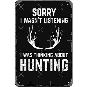 Funny Hunting Gift for Bow and Rifle Deer Hunters Metal Signs Vintage Wall Art Kitchen Bar Farm School Man Cave Gift 8x12inch