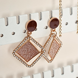 Wall Mounted Earring Organizer, Earring Holder Organizer Wall,Solid Wood Earring Hanging Jewelry Organizer and Storage, Wooden Necklace Holder, Earring Display for Studs, Dangling, Bracelet and Rings