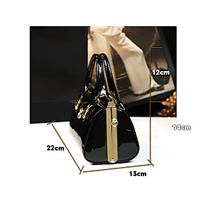 Shirt Luv Genuine Leather Women's Top Handle Satchel Crossbody Handbags Evening Bag Purses Small Hard Shoulder Bags (Black)