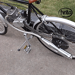 FVRITO Viper Flexible Exhaust Muffler Pipe Silencer with Hardware for 2 Stroke 49cc 60cc 66cc 80cc 100cc Engine Gas Motorized Bicycle Motor Bike Parts Silver