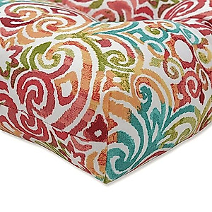 Pillow Perfect Outdoor/Indoor Tufted Bench/Swing Cushion, 18" x 56", Blue Corinthian Dapple