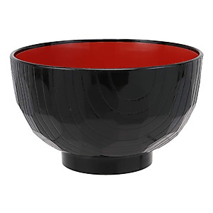 Ebros Gift Made In Japan Traditional Black Red Lacquer Copolymer Plastic Bowl For Rice Salad Miso Soup 4.5"Dia 8oz Japanese Restaurant Supply Bowls Home Kitchen Accessories (Beehive Ridged Pattern, 6)