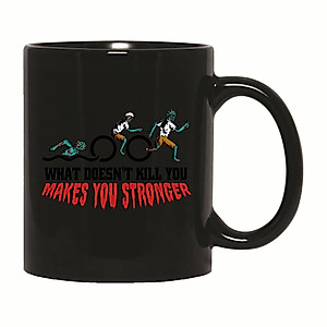 Zombie Gift Funny Athlete Training Quote for Zombie Lovers What Doesn t Kill You Makes You Stronger 11oz 15oz Black Coffee Mug