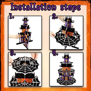 ABTOLS Halloween Cupcake Stand, 3-Tier Castle Cupcake Stand Tower, Black Purple Halloween Cardboard Dessert Holder, Durable Cupcake Tower for Halloween Decoration Birthday Party Supplies