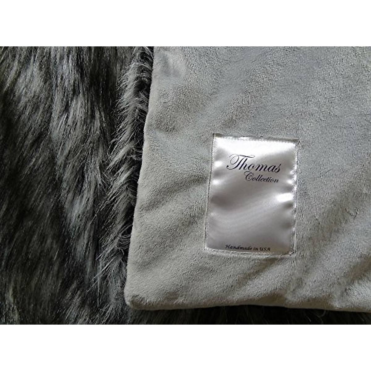 Thomas Collection Exotic Siberian Husky Faux Faur Throw Blanket - Gray White Black Husky Fur - Gray Faux Fur Throw Blanket - Luxury Soft Faux Fur, Handmade in USA, 16411