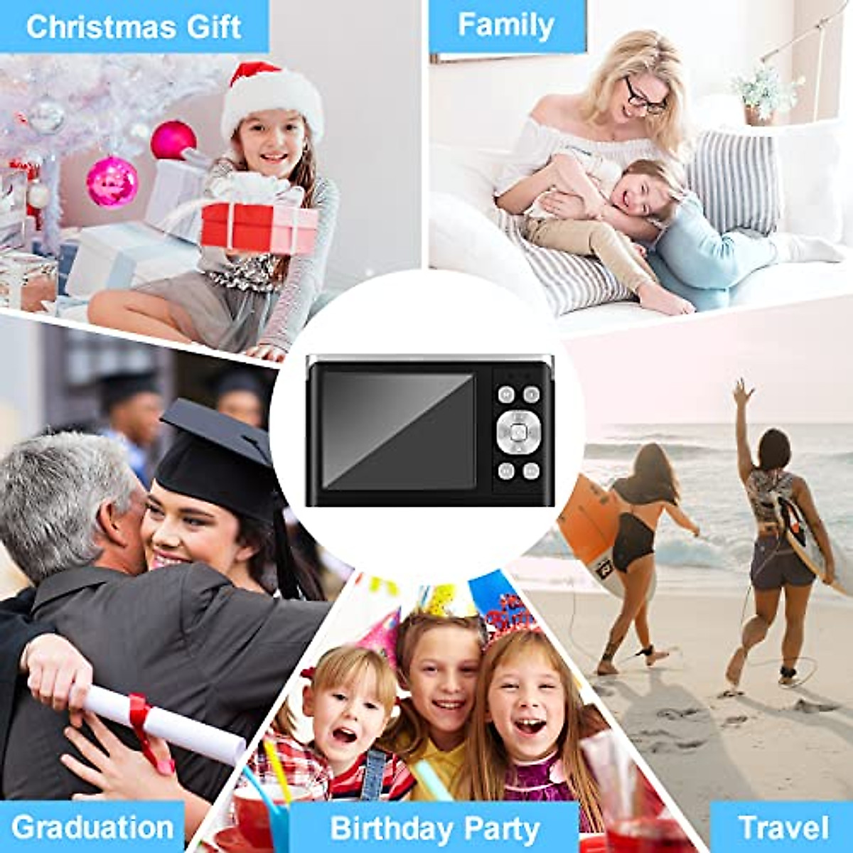 Digital Camera for Kids, Small Cameras for Teens, Portable Compact Camera for Photography, 1080P 50MP Autofocus Children Camera with 32GB SD Card, 2.88 Inch LCD Screen, 16x Digital Zoom (Black)