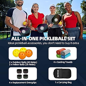 Bltend Pickleball Paddles Set of 4 -USAPA Approved- Fiberglass Pickle Ball Paddle Set of 4 Pickleball Rackets, 4 Outdoor Indoor Pickleball Balls,Pickleball Bag,Pickleball Racquets Gifts for Women Men