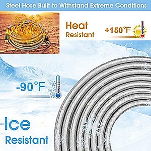 IRRIGLAD Garden Hose 304 Stainless Steel Metal Braided Hose, Lightweight, Kink-Free, Tough, Flexible Water Hose Rust Proof, Puncture, Portable, Universal Aircraft Grade Aluminum Alloy Connector, 25FT