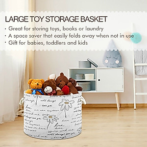 Kigai Cotton Rope Basket Love Daisy Flower Large Storage Basket for Toys Blanket Baby Laundry Basket for Nursery, Closet, Bedroom, Home Organization