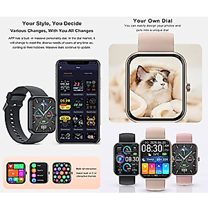 Smart Watch for Women(Call Receive/Dial), 1.83'' Smart Watch for Android and iOS Phones Compatible with Text and Call AI Voice Control Heart Rate, Sleep, Blood Oxygen, Step Counter Pink