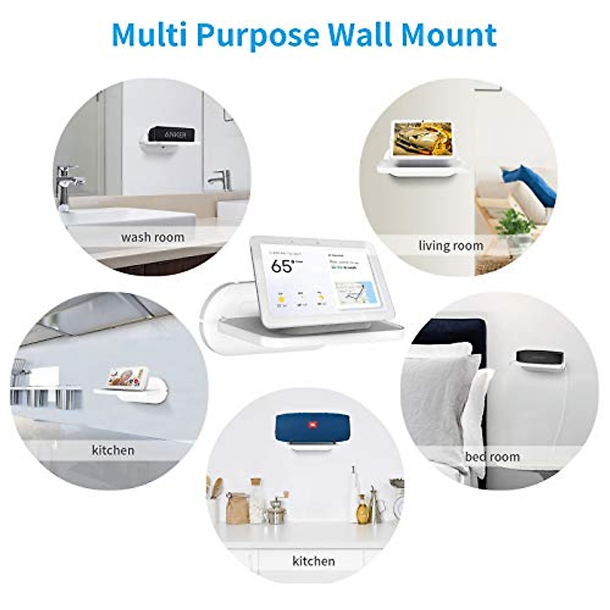 HomeMount Mount for Google Nest Hub - Wall Mount Holder Shelf Compaitble with Google Nest Hub/NEST HUB (2nd gen)/NEST HUB MAX (White)