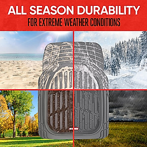 Motor Trend FlexTough Floor Mats for Cars, Gray Deep Dish All-Weather Mats, Waterproof Trim-To Fit Automotive Floor Mats for Trucks SUV, Universal Liner Car Accessories