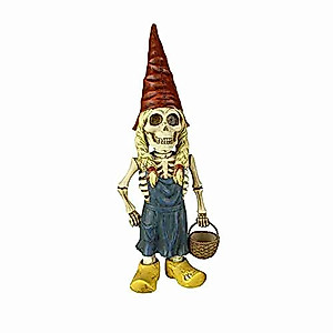 JARPSIRY 2PCS Male and Female Halloween Skeleton Gnome Couple Garden Gnomes Statue Zombie Gnome Sculptures Resin Dwarf Figurines for Indoor Home Ornaments Outdoor Patio Yard Lawn Porch Decor