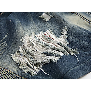 Yollmart Men's Delim Stretched Jeans Ripped Biker Slim Pants-34