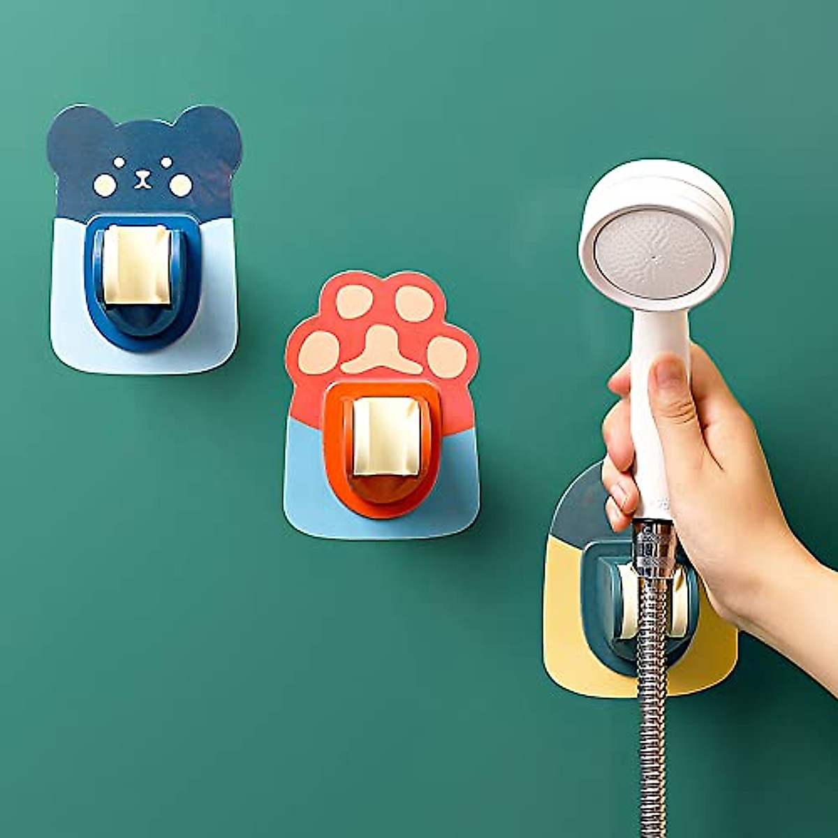 Strong Adhesive Shower Head Holder, Cute Cartoon Wall Mount Shower Holder, Waterproof Shower Bracket by Loranzi (Blue)