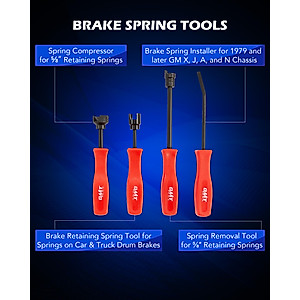 Orion Motor Tech 8pc Drum Brake Tool Kit, Drum Brake Tool with Drum Brake Spring Tool, Brake Spring Compressor, Brake Spring Pliers, Drum Brake Adjusting Tool, Brake Spoon Set, Brake Drum Tool Kit
