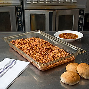 Carlisle FoodService Products Storplus Full-Size High Heat Food Pan for Catering, Buffets, and Restaurants, High Heat Plastic 2.5 Inches Deep, Amber