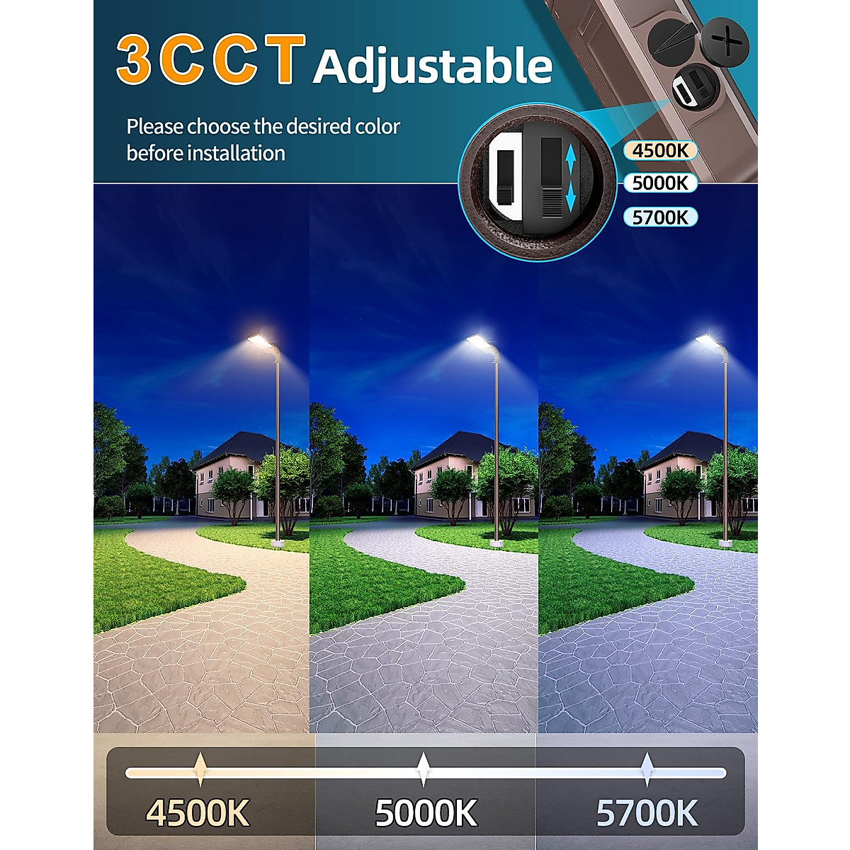 4PCS LED Parking Lot Lights 320W 250W 200W Adjustable, LED Shoebox Light 5700K 5000K 4500K, UL Listed Outdoor Pole Light with Photocell, IP65 Commercial Street Area Lighting 100-277V (Slip Fit)
