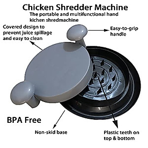 Chicken Shredder ShredMachine Meat Shredder Tool with Handles and Non-Skid Base for Ground Beef Pulled Pork and Chicken 25CM/9.8inch Safer Than Bear Claws for Shredding Meat (Large, Black)