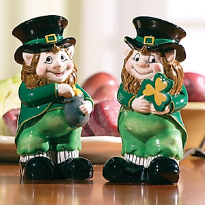 Collections Etc Lovable Irish Leprechaun Salt & Pepper Shaker Set
