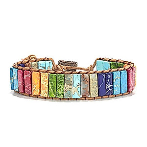 Fashion Gemstone Handmade Bracelets Jewelry Multicolor Yoga Friendship Boho Leather Bracelets