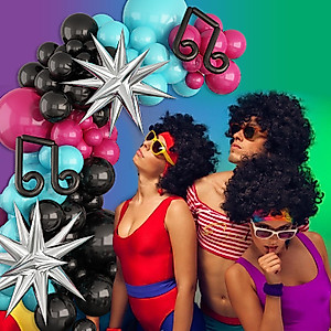 Tik Music Birthday Party Decorations,Rose Red Blue Black Balloon Garland With Explosion Star Foil Balloons for Music Hip Hop Theme Birthday Graduation Party Supplies