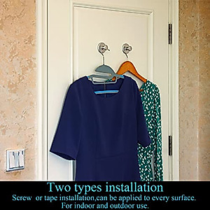 HIKIYEAT Solid Aluminum Towel Hook,Wall Hooks,Adhesive and Screw Installation,2 Pack,Heavy Duty,Hanging Robe,Loofah Holder,Minimalist Design,Door Hanger,for Glass Shower Bathroom,Coat(Matte Silver)