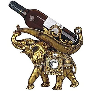 ICE ARMOR George S. Chen Imports Golden Thai Elephant Wine Holder 11 1/4" Wide Statue Figurine (7888216)
