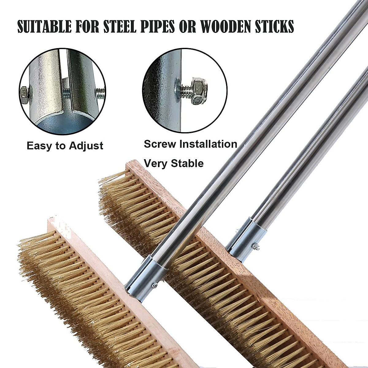 Broom Handle Bracket,Multiple Mounting Options Broom Head Bracket,Galvanizing Process to Prevent Rusting Metal Brackets,Broom Bracket for 25-30mm Wooden Handle 2pcs (25-30mm)