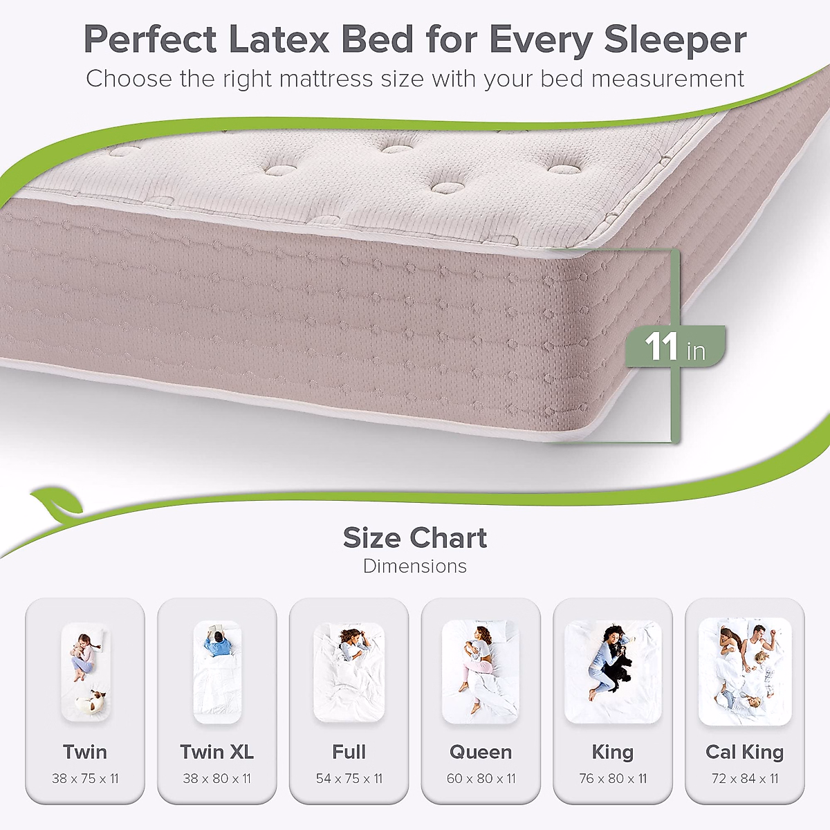 Eco Terra | Natural Latex | Luxury Hybrid Mattress | Medium Mattress with Encased Coil Spring | Full