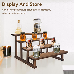 WEWLINE 4 Tier Wooden Display Riser Stand,Cupcake Display Shelf Tabletop Spice Rack for Party,Kitchen,Perfume,Fragrance,Vendors event
