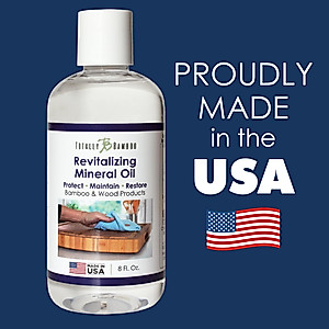 Totally Bamboo Revitalizing Mineral Oil for Bamboo & Wood Cutting Boards, Food Grade & Food Safe, 8 Oz Capacity