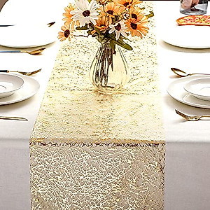 3 Pieces Gold Table Runner Metallic Glitter Table Cloths Roll Rectangle Polyester for Centerpieces Birthday Wedding Home Decor(12 x 84 Inch)