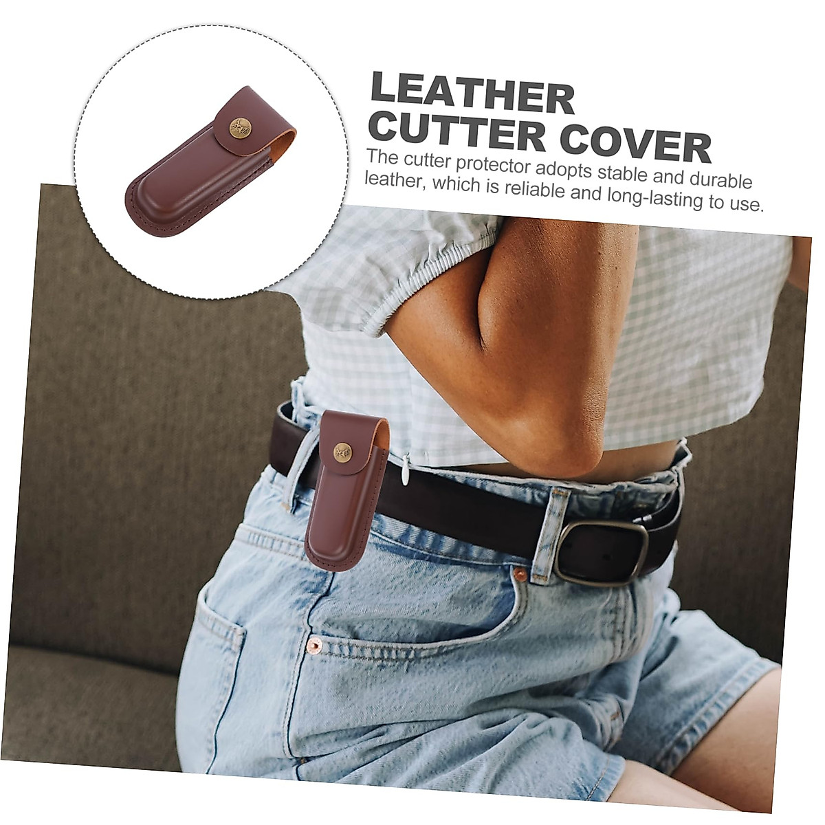 4pcs Leather Case Leather Convenient Cutter Sleeve Leather Small Reusable Cutter Sleeve Waist Cutter Cover Camping Cutter Cover Cutter Protection Cover