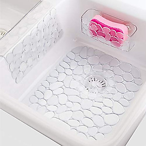 iDesign Pebblz BPA-Free Flexible PVC Plastic Sink Protector Mat - 10.75" x 12.5", Clear