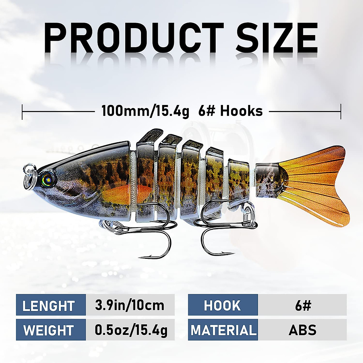Fishing Lures Multi Jointed Fish Fishing Kits Slow Sinking Lifelike Swimbait Freshwater and Saltwater Crankbaits for Trout Bass Lures, 5 Pack with Box