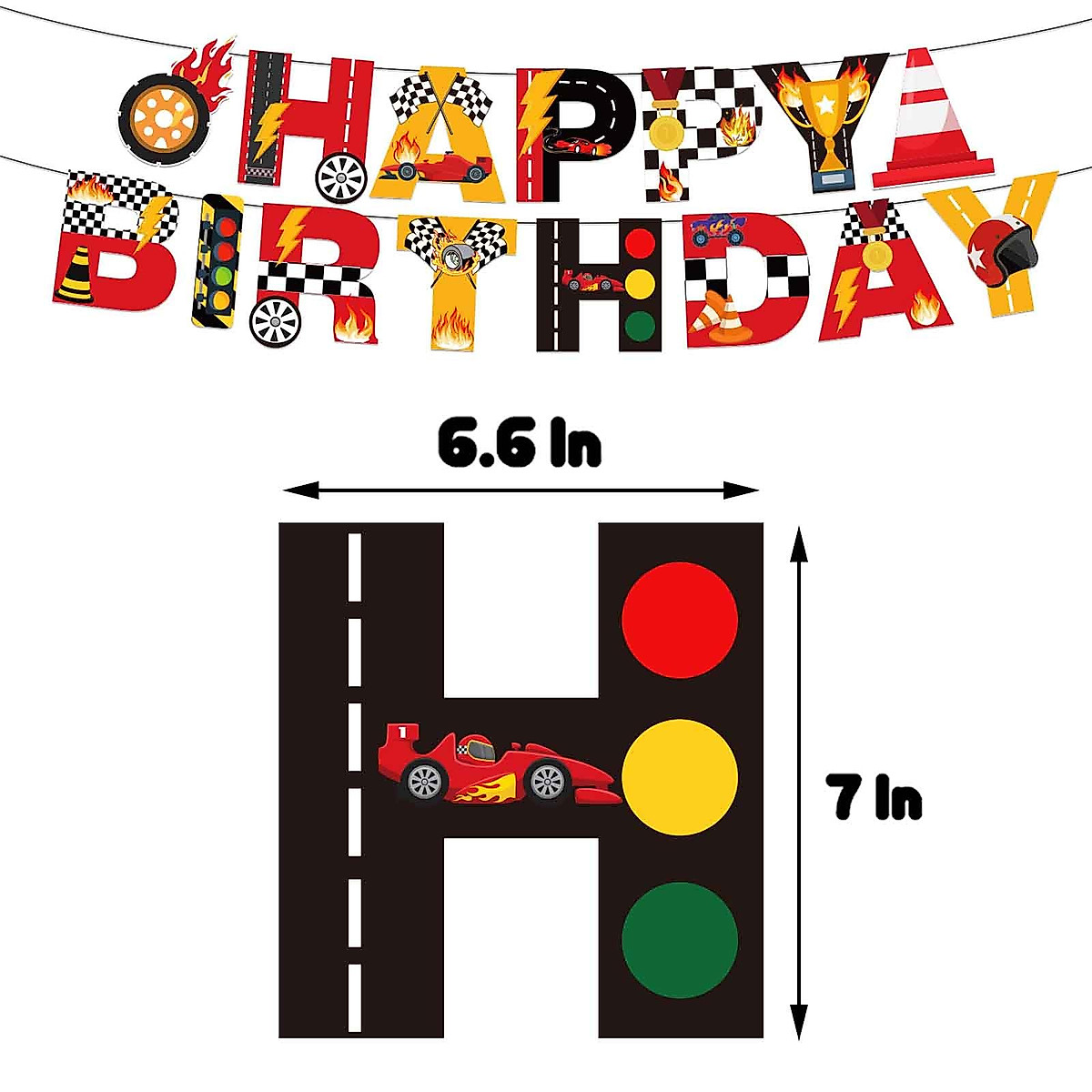 MQZQP Two Fast Birthday Decorations with Backdrop Banner Cake Topper Hanging Swirl Decorations & Balloons