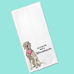 Watercolor Life is Better with a Weimaraner Microfiber Kitchen Tea Bar Towel Gift for Animal Dog Lover